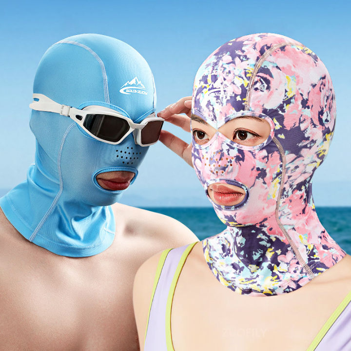 Swimming Diving Facekini UV Sun Protection Full Face Mask Head Neck Cover Face Elastic Swim Cap for Skiing Diving Sports Wear Daraz .bd