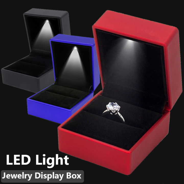 【Lejia】LED Jewelry Box for Ring Necklace Engagement Ring Display Gift ...