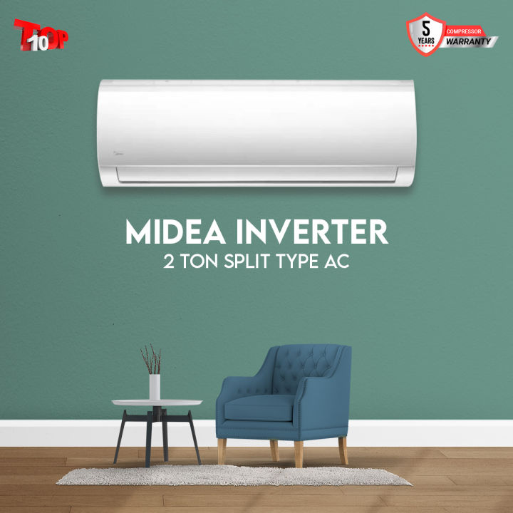 Midea Inverter 2 Ton Ac Split Type Air Conditioner 10 Year Compressor ...