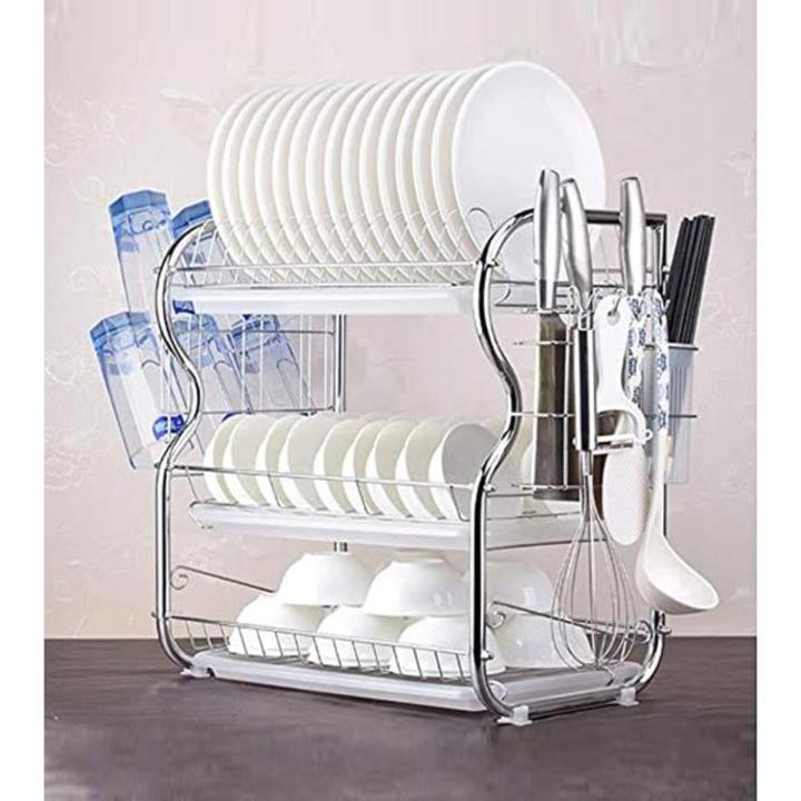 3 Layer Dish Drainer Rack Stainless Steel | Daraz.com.bd