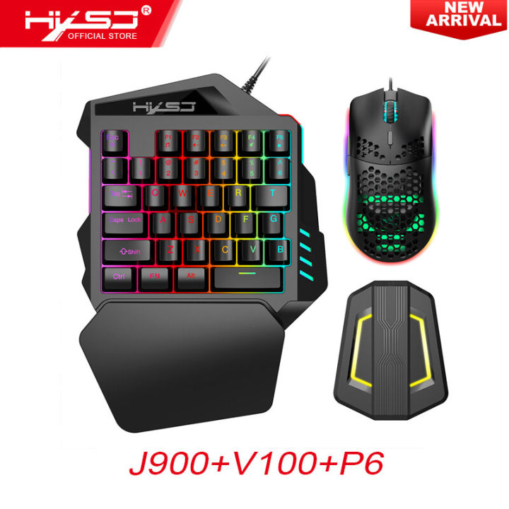 HXSJ J900 Wired RGB Ergonomic Gaming Mouse V100 35 Keys Single-hand ...