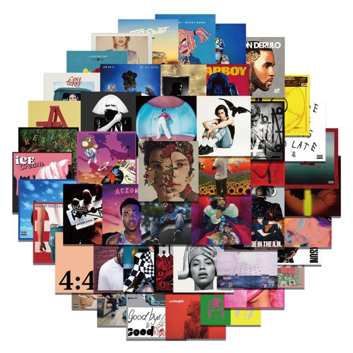 55PCS Music Album Cover Sticker Waterproof Decorative Decal Luggage ...