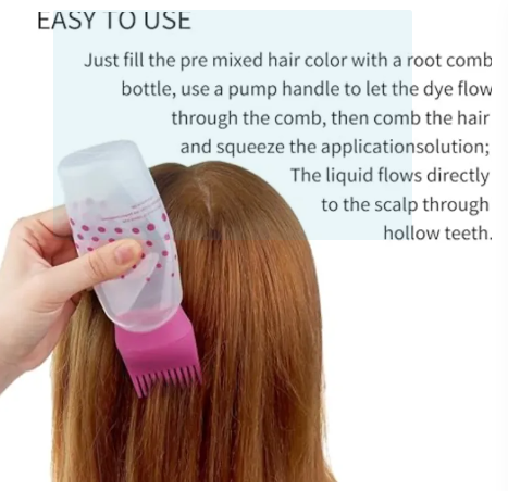 Oil Appling and Hair Coloring Hair Dying Bottle / Root Comb Applicator ...