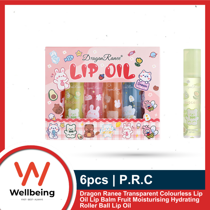 Dragon Ranee 6pcs Set Transparent Colourless Lip Oil Lip Balm Fruit ...