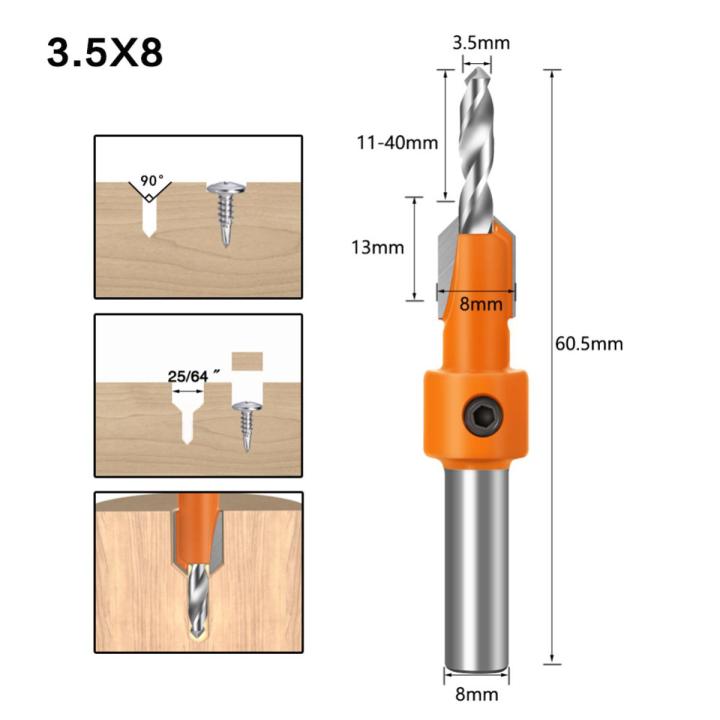 【3C VictoryEagle】8mm Drill Bits 8/10mm Countersink Router Bit Set Screw ...