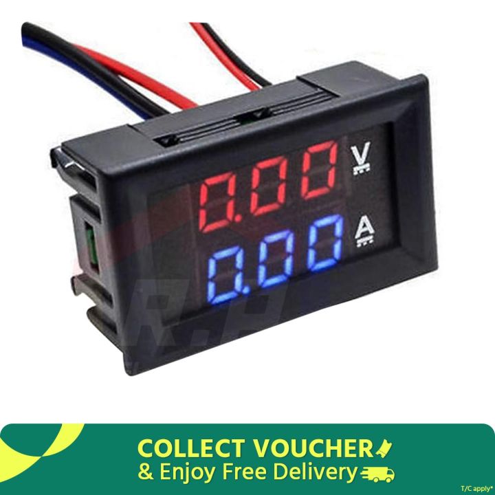 Digital Voltmeter Ammeter Amp Volt Meter DC 100V 10A With Dual LED Red ...