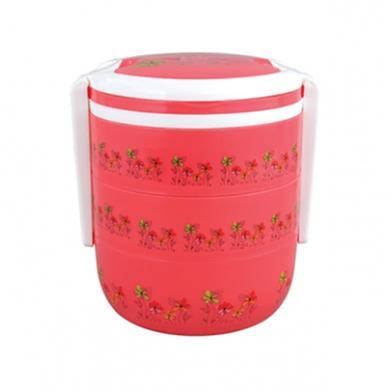 RFL Round Tiffin Box 3 Bati With Handle - Light Pink | Daraz.com.bd