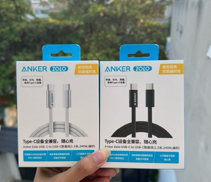 Anker 240W Zolo USB-C to USB-C cable:1.5m Braided,Dirt-Free,Slim Connector for first Charging ...