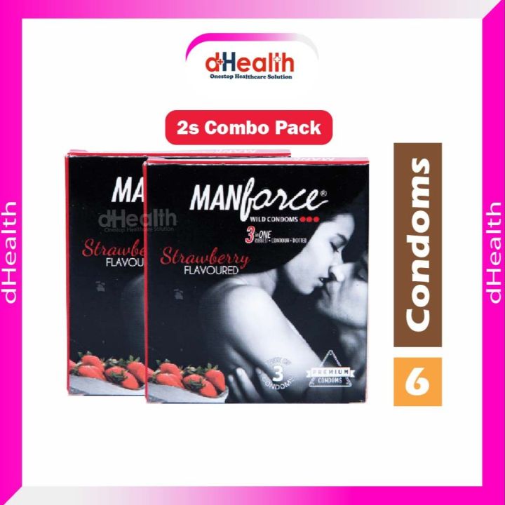 Manforce Strawberry Condom 2's Combo pack (3x2=6 pcs) | Daraz.com.bd