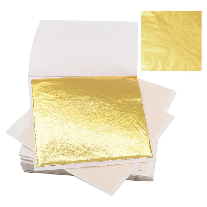 200 Piece Gold Sheets Gold Foil for Art Gilding Flakes 8.5x8 cm Metal ...