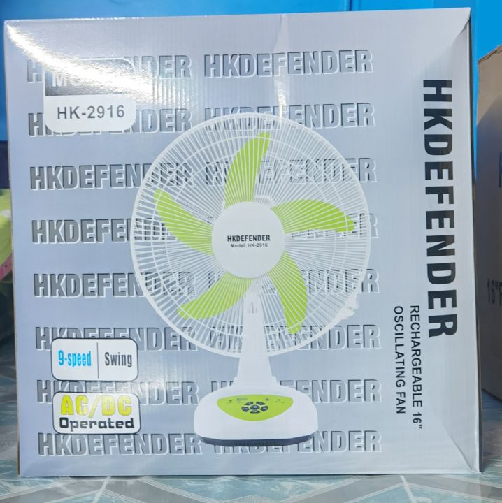 Defender Rechargeable fan 16 inch 2916 AC/DC Stand/Table Fan with LED ...