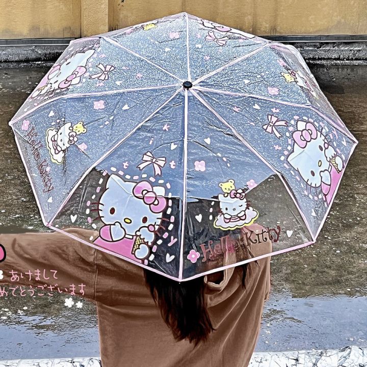 Sanrioed Cinnamoroll Kittys Kuromi Fully Automatic Transparent Umbrella ...