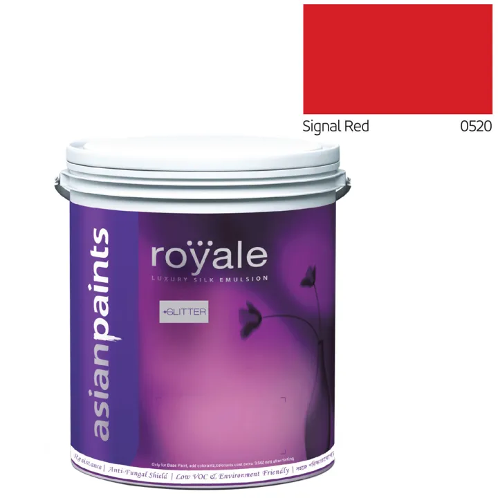 Asian Paints Royale Luxury Silk Emulsion Glitter (Silver) - Signal Red ...