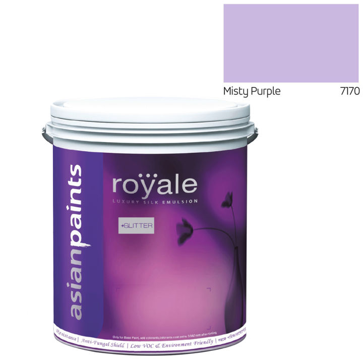 Asian Paints Royale Luxury Silk Emulsion Glitter (Gold) - Misty Purple ...
