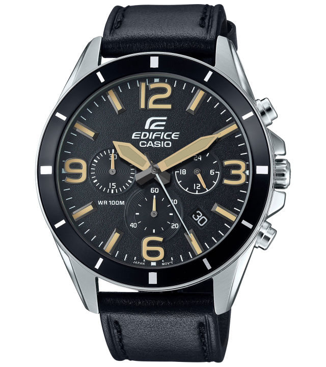 Casio Edifice EFR-553L-1BVUDF Black Genuine Leather Watch For Men ...
