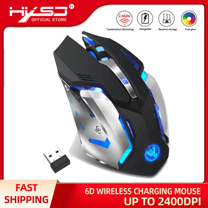HXSJ M10 Gaming Mouse 2400 DPI Rechargeable 7 color Backlight Breathing ...