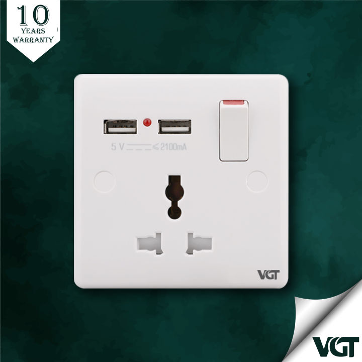 VGT- 3 Pin 2 USB socket / USB Socket (Classic series) | Daraz.com.bd