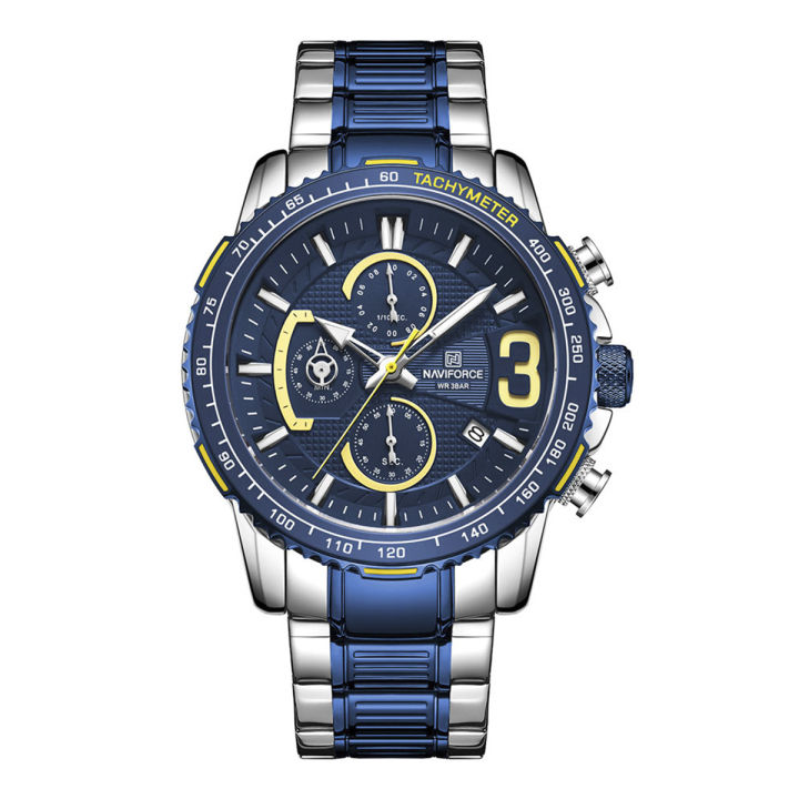 NAVIFORCE NF8017 Silver And Royal Blue Two Tone Stainless Steel ...