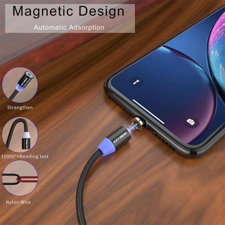 KEYSION LED Magnetic Fast Charging lightning Cable for andoid /iPhone ...