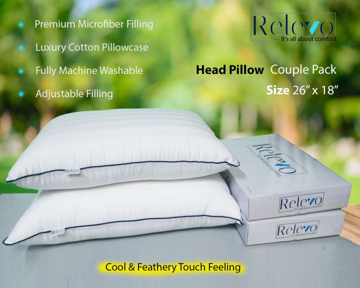 Premium Series Head Pillow - Couple Pack - 26"x18" | Daraz.com.bd