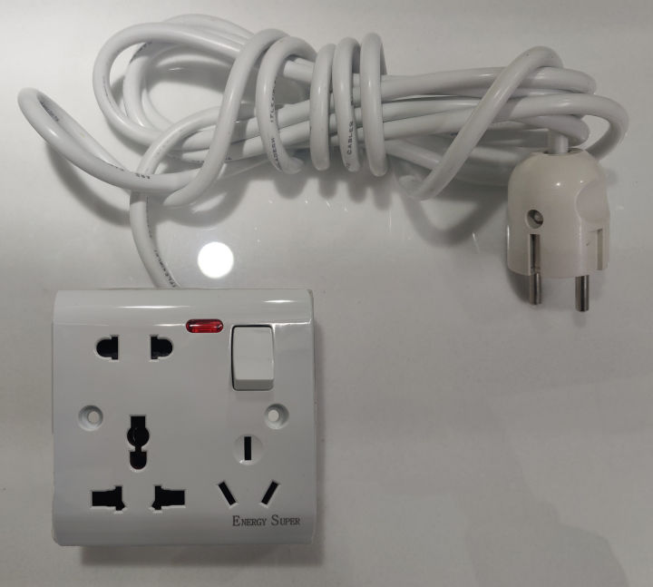 Multi Plug Custom Made Energy Super White 8 Pin 1 Gang Extension Socket ...