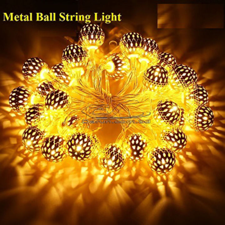 Ball Shape Metal Moricha Bati Led Fairy Lights String - Room Decoration ...