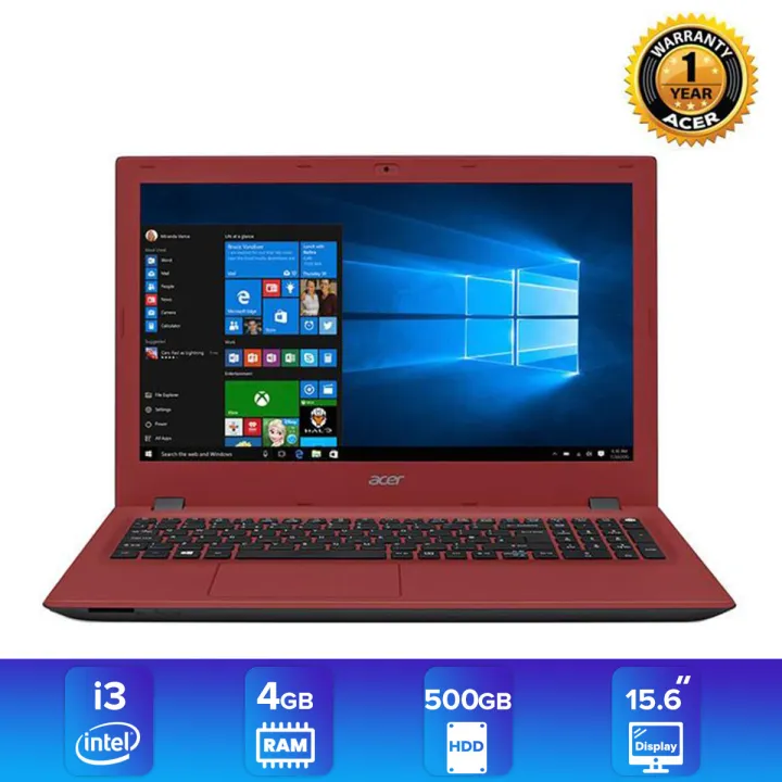 Aspire E5-573-3041 - Red Laptop - Core i3-5005U - 4GB RAM - 500GB HDD - 15.6" LED - Intel HD ...
