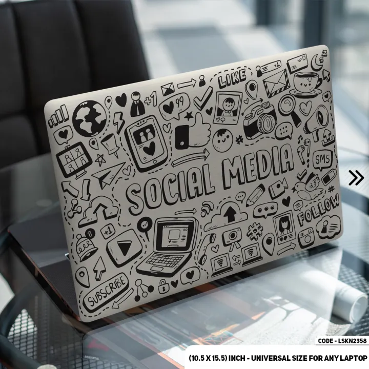 Social Media Seamless Pattern Laptop Stickers & Laptop Skin Waterproof ...