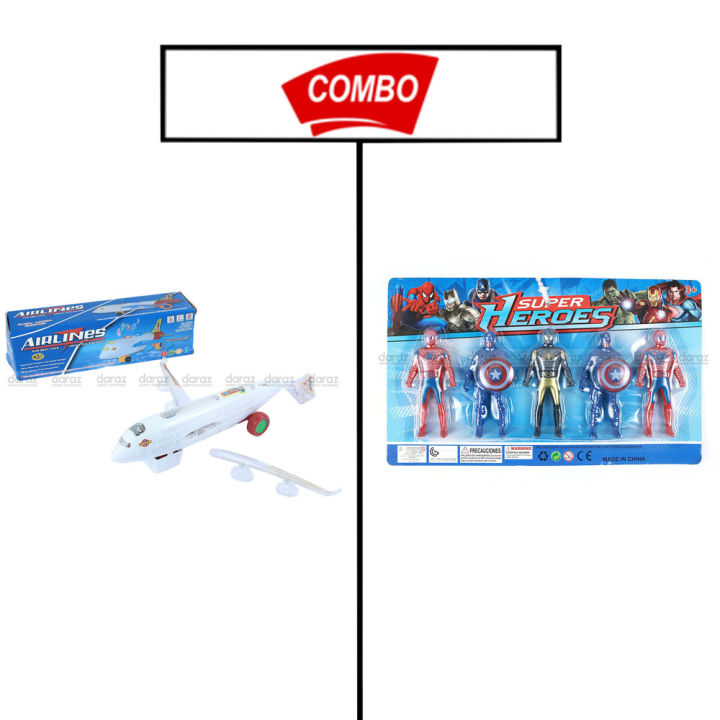 AIRLINE AIRPLANE & AVENGERS TOYS SET COMBO PACK FOR KIDS | Daraz.com.bd