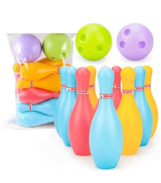 Cute Kids Bowling Champ Mini Set - Includes 10 Multicolor Pins & 2 ...
