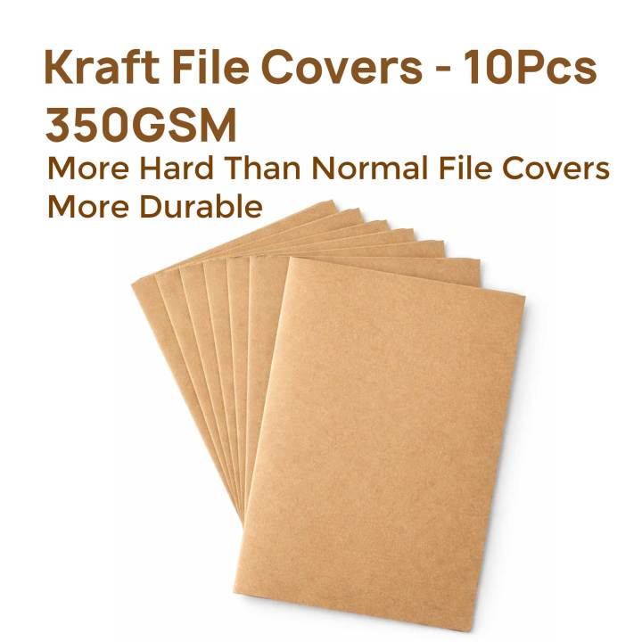 Kraft Paper File Covers 10 Pcs 350GSM | Heavy Duty Cardboard File ...