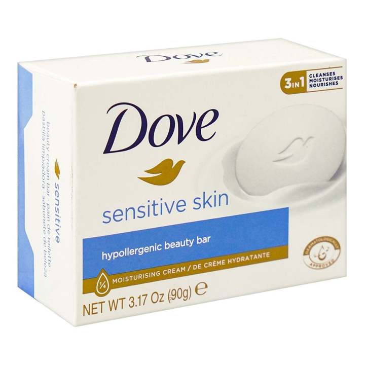 DOVE - SENSITIVE SKIN HYPOALLERGENIC BEAUTY BAR - 90G | Daraz.lk