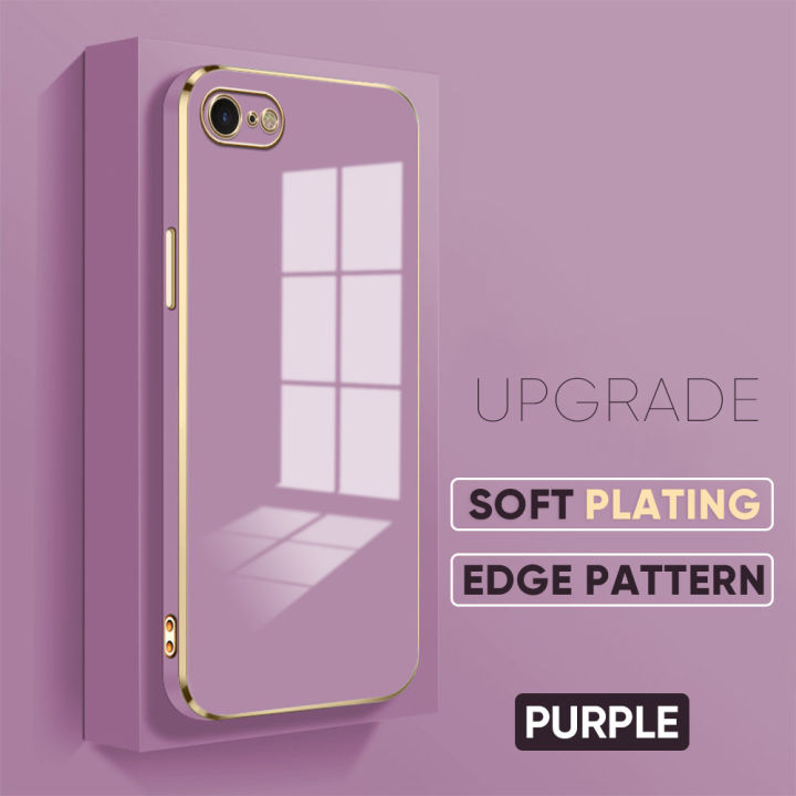 TA for iPhone 7 Cover Luxury 6D Plating Soft Casing Silicone Square ...