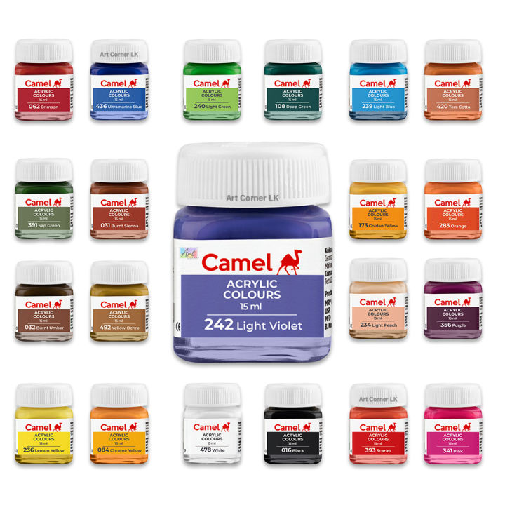 Camel Ultra Fabric Acrylic Colours 15ml Permanent Multi Surface ...