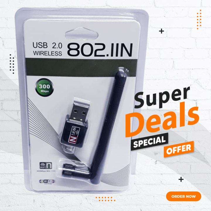 Desktop USB WiFi Receiver + Antenna 300Mbps 150M USB 2.0 Wireless Router Signal adapter 802.11n ...