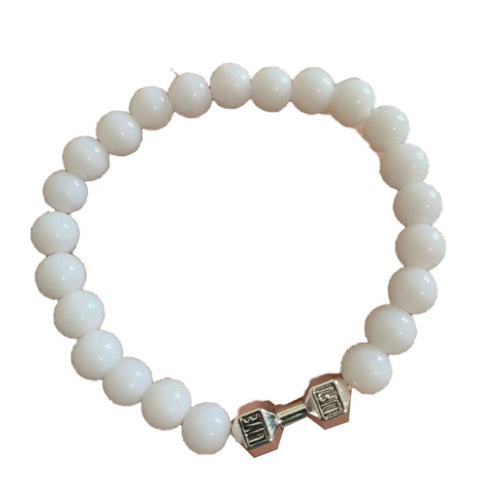 Classic Stone Beaded Bracelet Fitness Dumbbell Shape Bracelets Vintage ...
