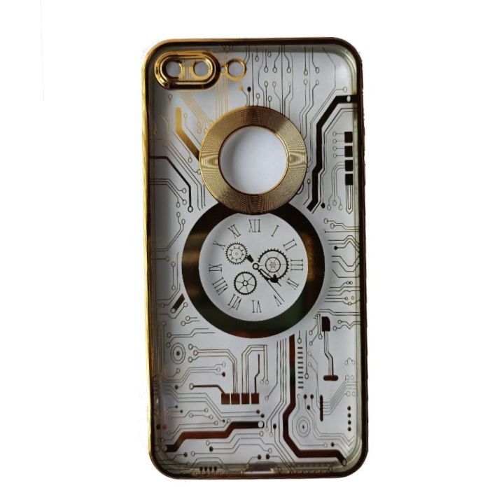 iPhone 7Plus/8Plus Luxury Transparent Mechanical watch design Logo Hole ...