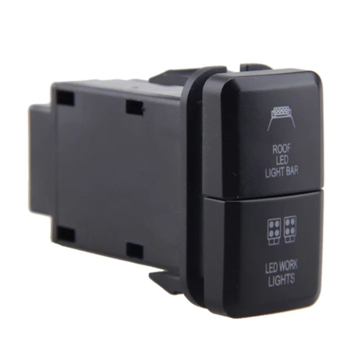 12V Car Dual LED Light Bar Blue/Green On-Off Push Switch Button Toyota ...