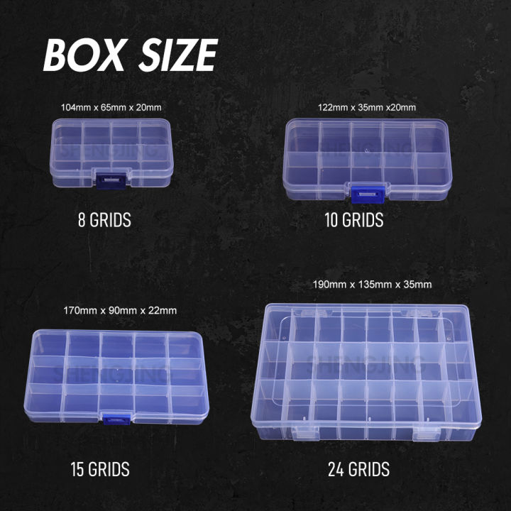 Sj Tools Multifunctional Storage Box 8/10/15/24 Grid Nuts Bolts Screws ...