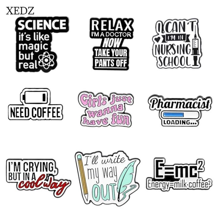 XEDZ Punk Science Like Magic Chemical Formula Metal Alloy Badge Trendy ...