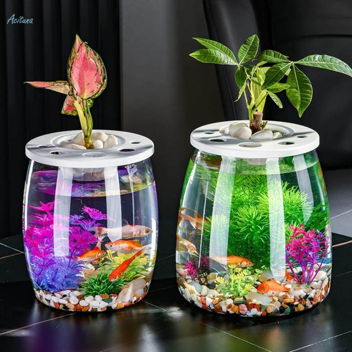 Fish Bowl Decorative Table Centerpiece Fish Tank for Hotel Dorm Living ...