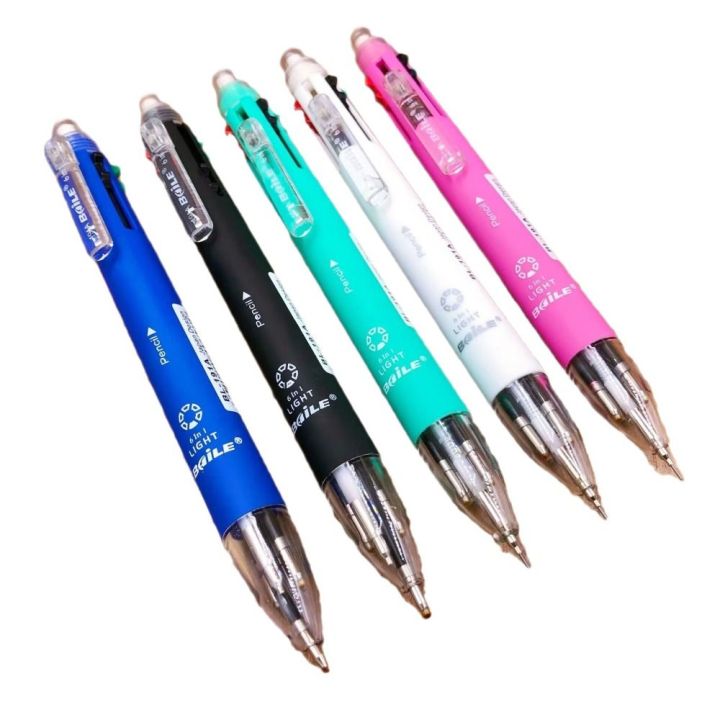 3pcs Portable with Mechanical Pencil Multicolor Ballpoint Pens Clip-on ...