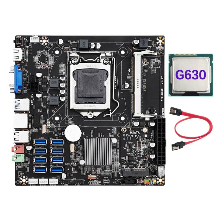 B75E 8 Card BTC Mining Motherboard+G630 CPU+SATA Cable B75 Chip LGA1155 ...
