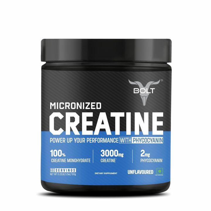 Bolt Micronised Creatine Monohydrate 3000 Powder|With Phycocyanine ...
