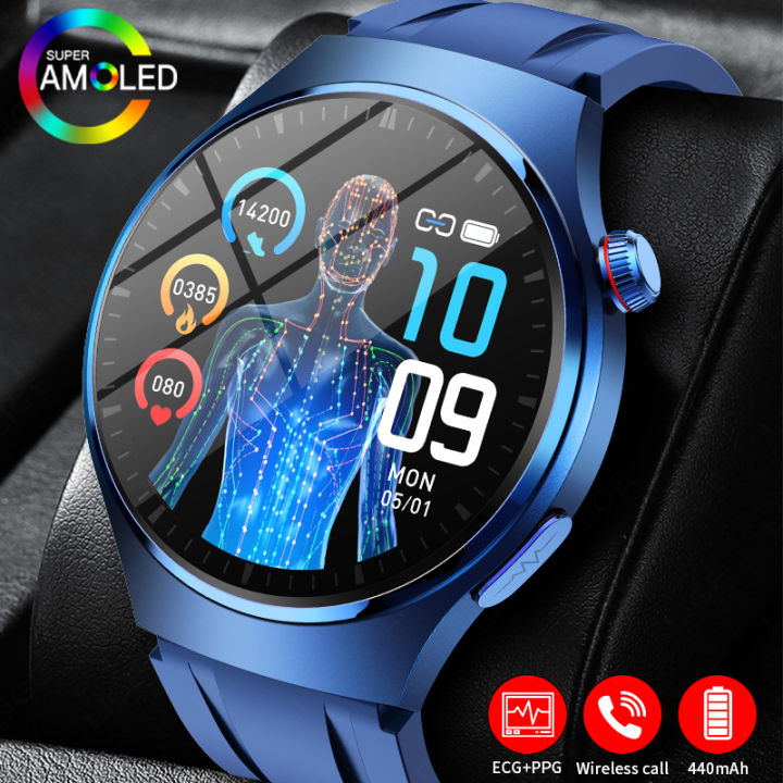 Health ECG+PPG Smart Watch For Huawei Xiaomi SmartWatch Android IOS Men's AMOLED HD Screen ...