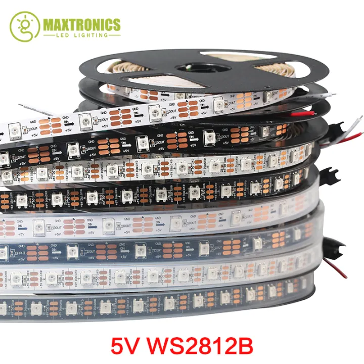1m/4m/5m WS2812B Smart led pixel strip,Black/White P.C.B,30/60/144 leds ...