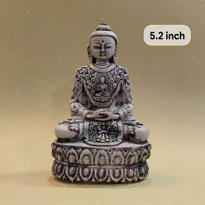 Delicately Carved Buddha Statue (5.2 inches) Black & Grey Myanmar ...