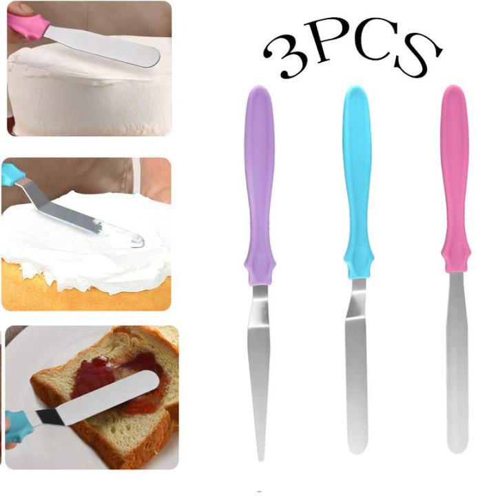 Baking Spatulas Set - 2 Offset & 1 Straight Icing Spatula - 4.5 inch ...