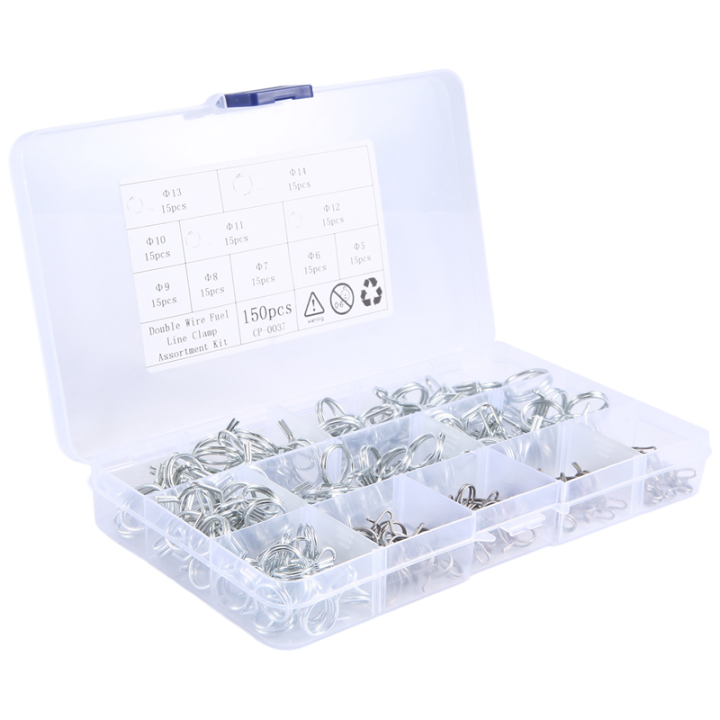 JDXHLAU 150Pcs/Set Stainless Steel Spring Clip Hose Clamp Fastener Fuel ...