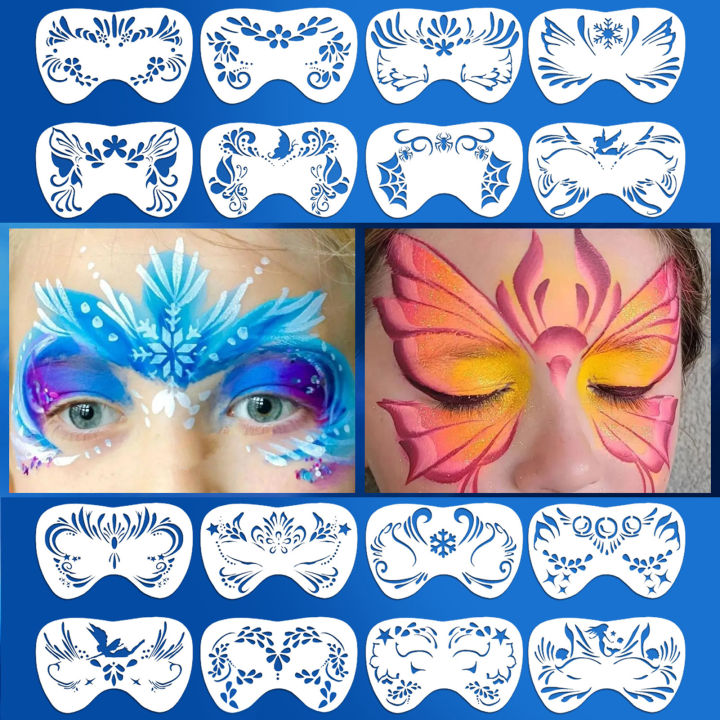 D4-16 20x12cm Hollow Painting Stencils Set 16PCS Face Drawing Templates ...